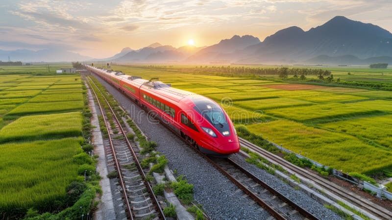 Efficient Modern Transportation Sleek High Speed Train Racing with ...