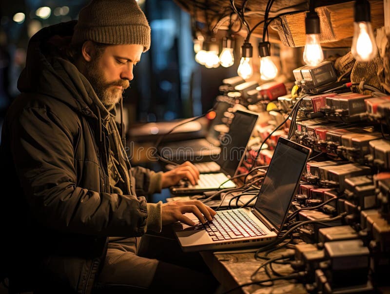 Efficient Multitasker Using Multiple Devices Stock Illustration ...