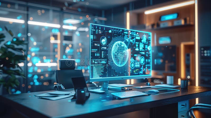 Efficient Office Data Management with AI and Computer Technology Stock ...