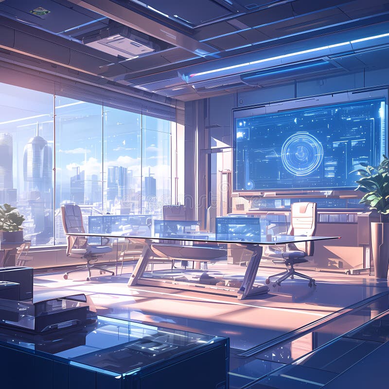 Efficient Office Space with Technology Stock Illustration ...