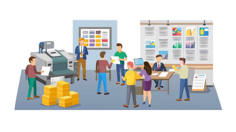 Efficient Office Workflow with Multiple Departments, Vector Design ...