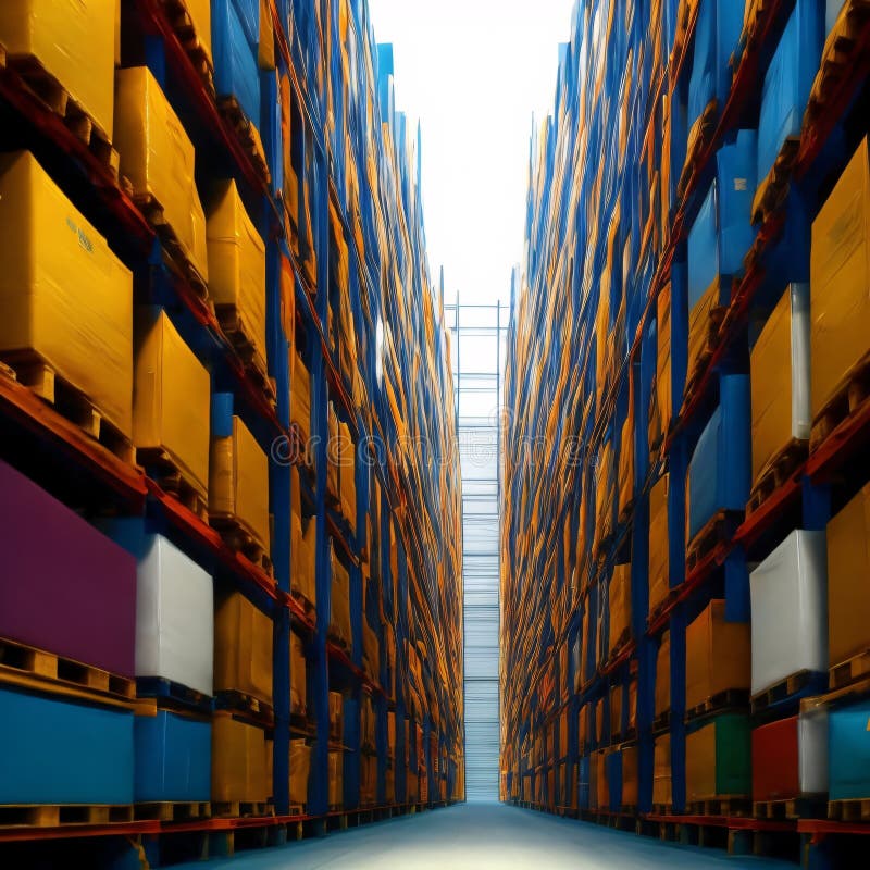 Efficient Operations in a Busy Warehouse Packages Conveyer Belt Stock ...