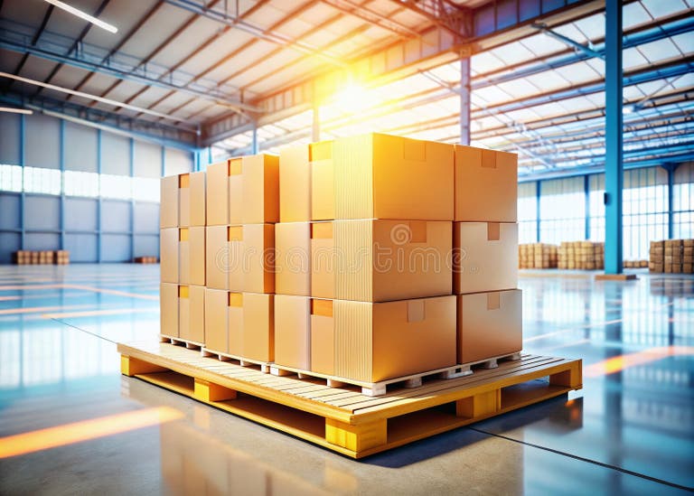 Efficient Pallet Stacking in a Modern Warehouse Capturing Daytime ...