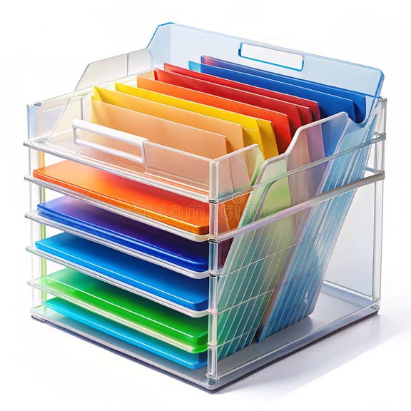 Plastic File Organizer with Clear Compartments Stock Illustration ...