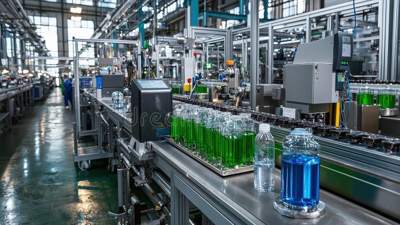 Efficient Production Line for Bottled Beverages Modern Factory ...