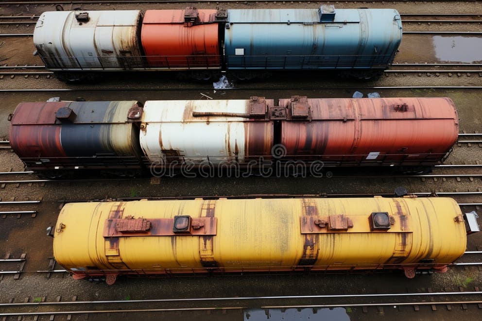 Efficient Rail Top View of Different Railway Wagons for Logistics Stock ...