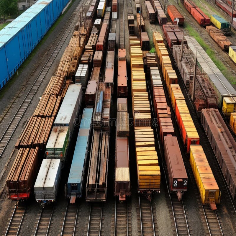 Efficient Rail Top View of Different Railway Wagons for Logistics Stock ...