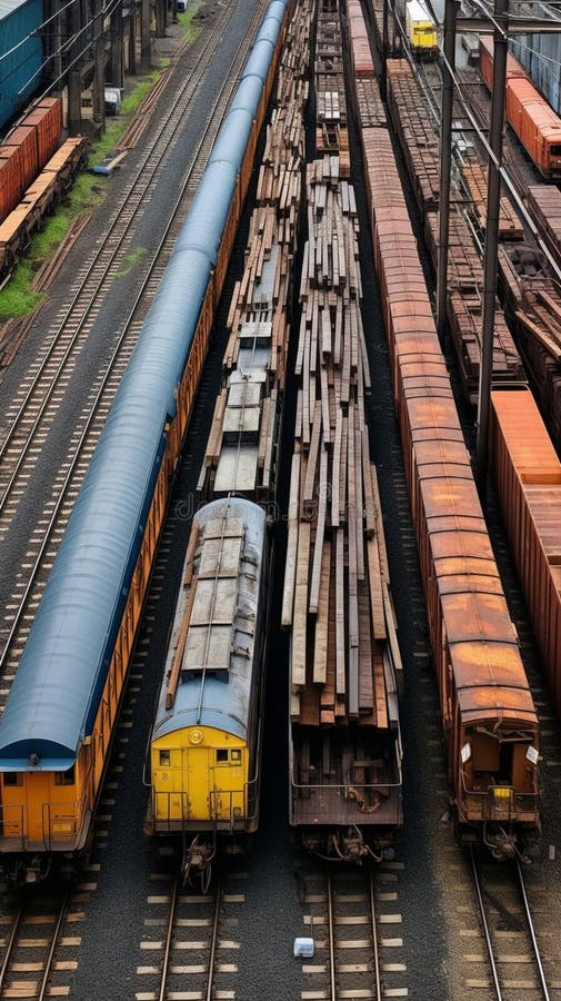 Efficient Rail Top View of Different Railway Wagons for Logistics Stock ...