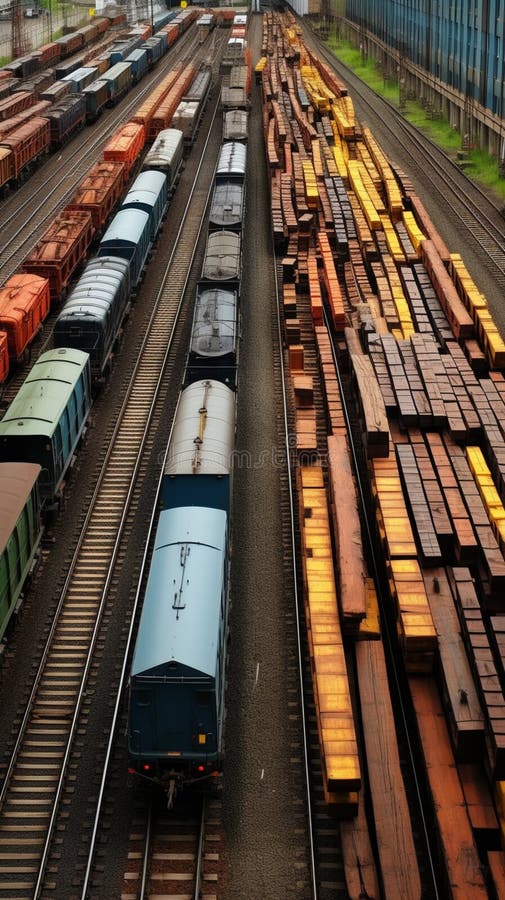 Efficient Rail Top View of Different Railway Wagons for Logistics Stock ...