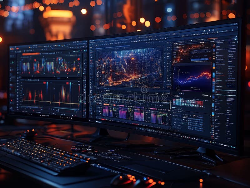 Efficient Setup for Digital Creators Stock Illustration - Illustration ...