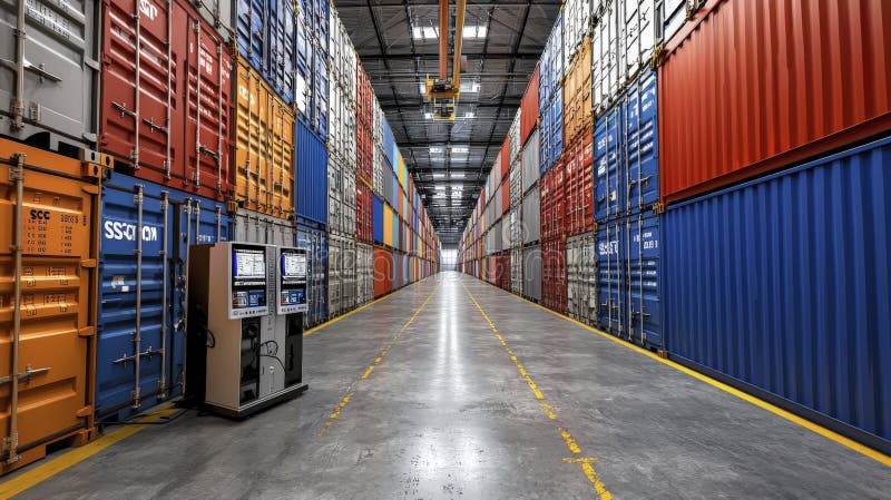 Efficient Shipping Container Management Warehouse Industrial Scene ...