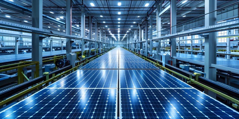 Efficient Solar Panel Manufacturing Process in Contemporary Factory ...