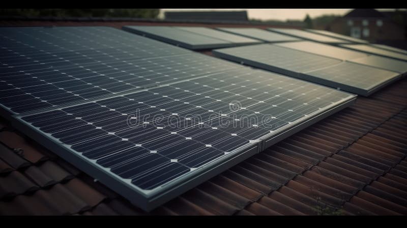 Efficient Solar Panels on Rooftop for Sustainable Energy. Stock ...