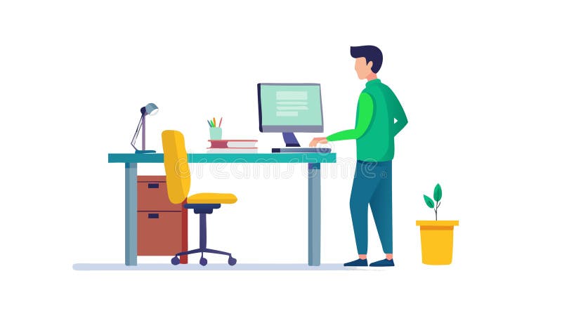 Standing Workstation Stock Illustrations – 1,048 Standing Workstation ...