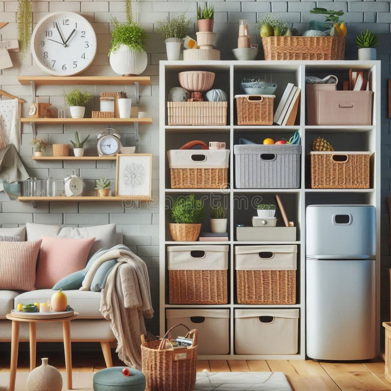 25 Efficient Storage Solutions Use Shelves Baskets and Stock Image ... 25 Efficient Storage Solutions Use Shelves Baskets and Stock Image ...