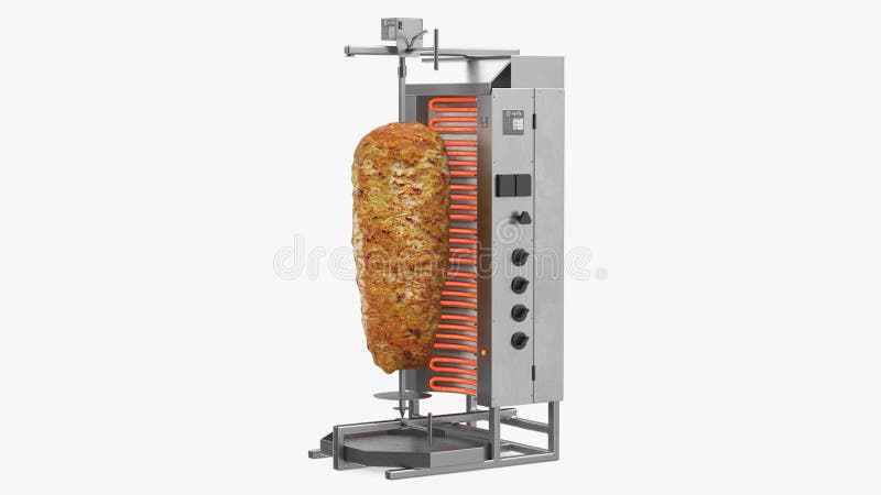 Vertical Rotating Shawarma Grill with Meat Skewer Stock Photo - Image ...