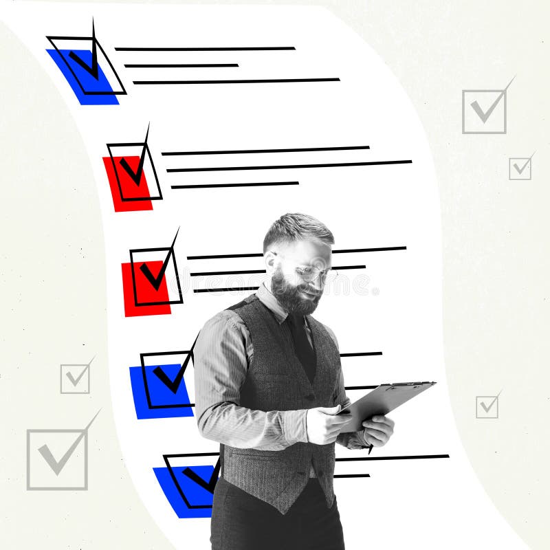 Efficient Task Management. Businessman Actively Marking Off Tasks on ...