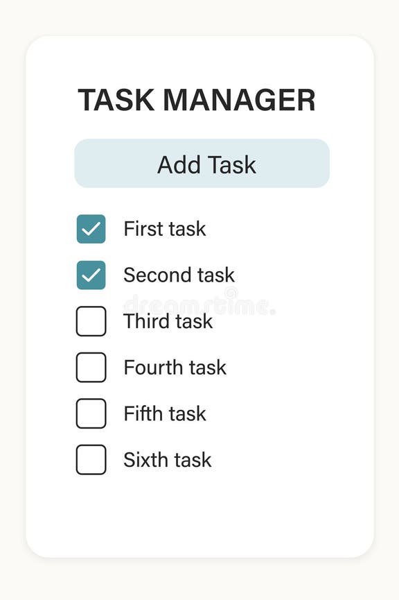 Task Manager App with To-Do List and Checkboxes Interface Stock ...