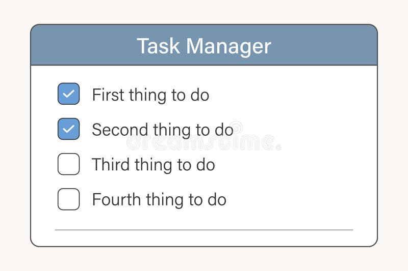 Task Manager App with To Do List and Checkboxes Interface Stock ...