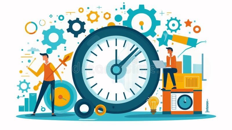 Efficient Teamwork and Time Management Concept Illustration Stock Photo ...
