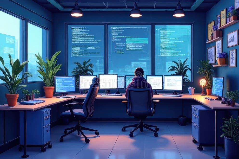 Efficient Tech Hub: Streamlined Environment for All Aspects of Programming Stock Illustration ...