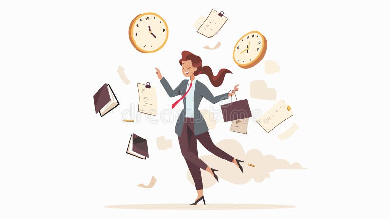 Efficient Time Management with Business Woman Creating Schedule Stock ...