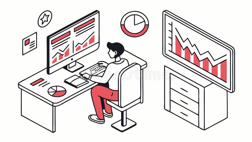 Efficient Time Management in an Organized Office Workspace, Vector Design Generative AI Stock ...