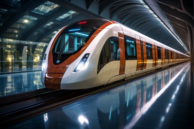 Efficient Transit Sleek Train Showcases Modern Design in Subway Station ...