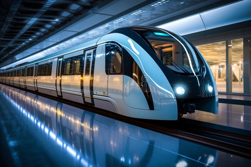 Efficient Transportation Sleek Train Displays Modern Design in Subway ...