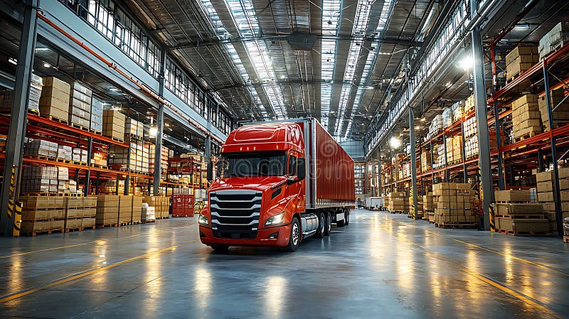 Efficient Truck Loading in Spacious Warehouse with Organized Shelves ...