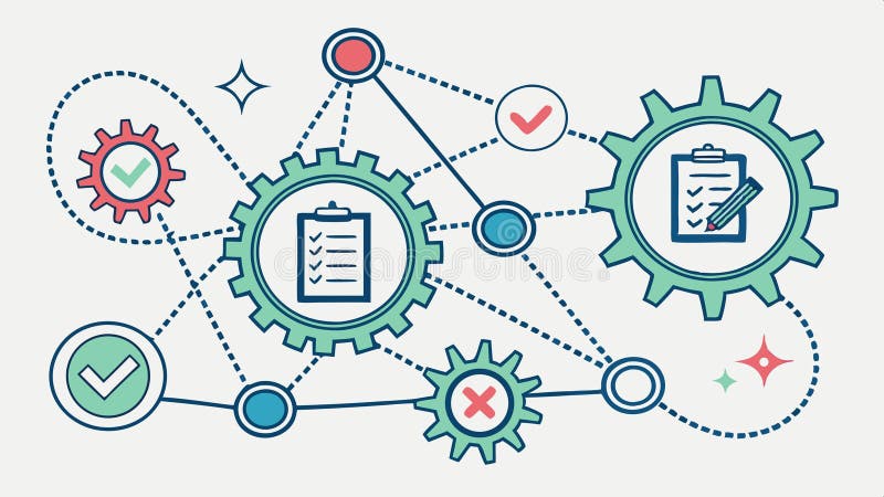 Gears and Checkmarks Symbolizing Process Efficiency Vector Design ...