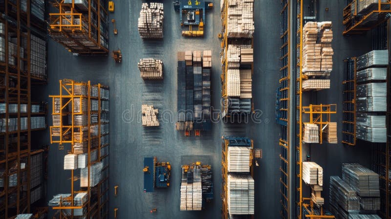 Efficient Warehouse Aerial View of Conveyor Belt Integration for ...