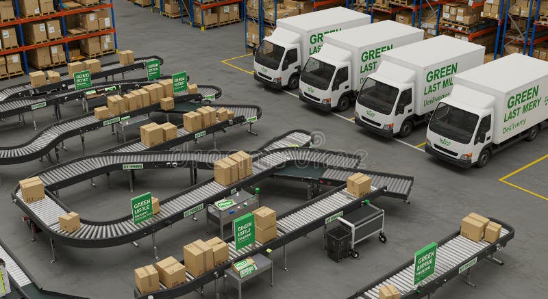 Efficient Warehouse Conveyor Belt System for Package Sorting and ...