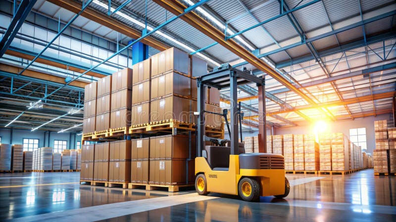 Efficient Warehouse Forklift Operation Stacked Goods Handling and ...