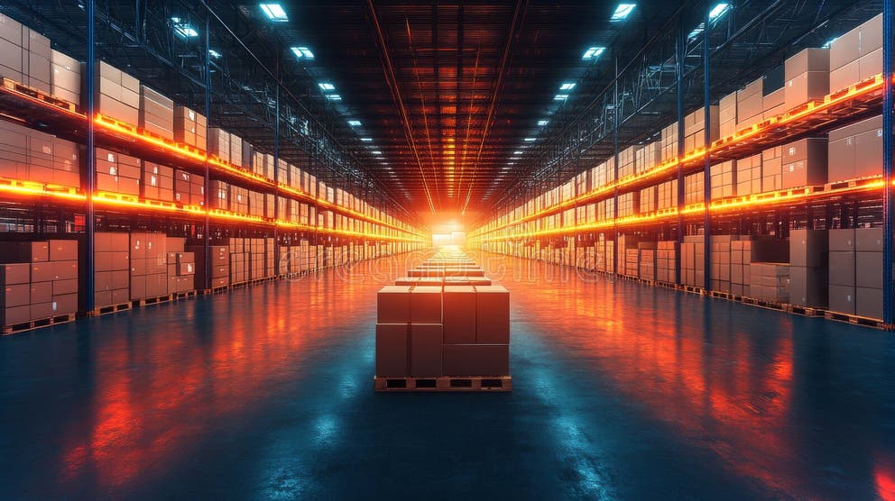 Efficient Warehouse Interior Showcasing Organized Pallets of Inventory ...