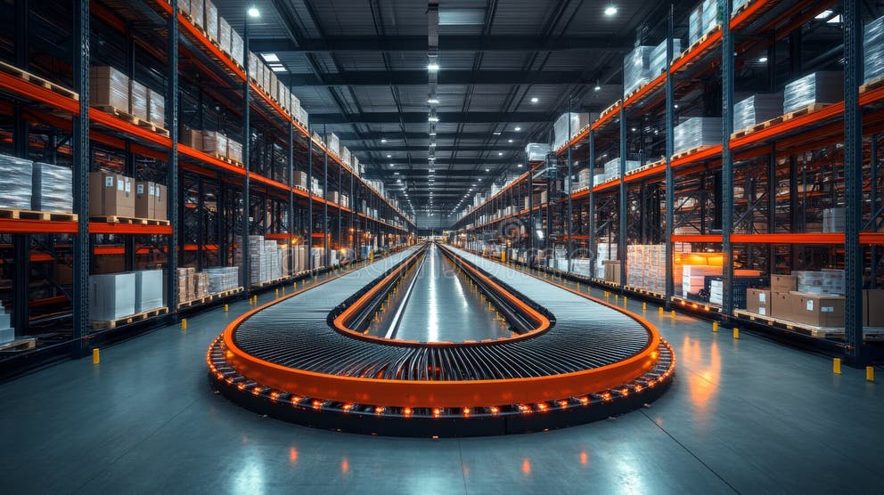 Efficient Warehouse Logistics Operation Showcasing Conveyor System for ...