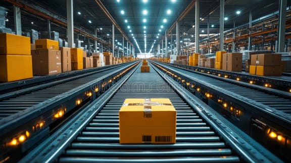 Efficient Warehouse Logistics Process with Cargo Moving Along Conveyor ...