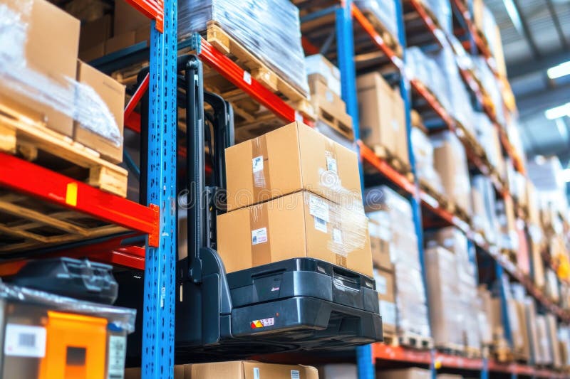 Efficient Warehouse Management: Stacks of Boxes on Shelves with ...