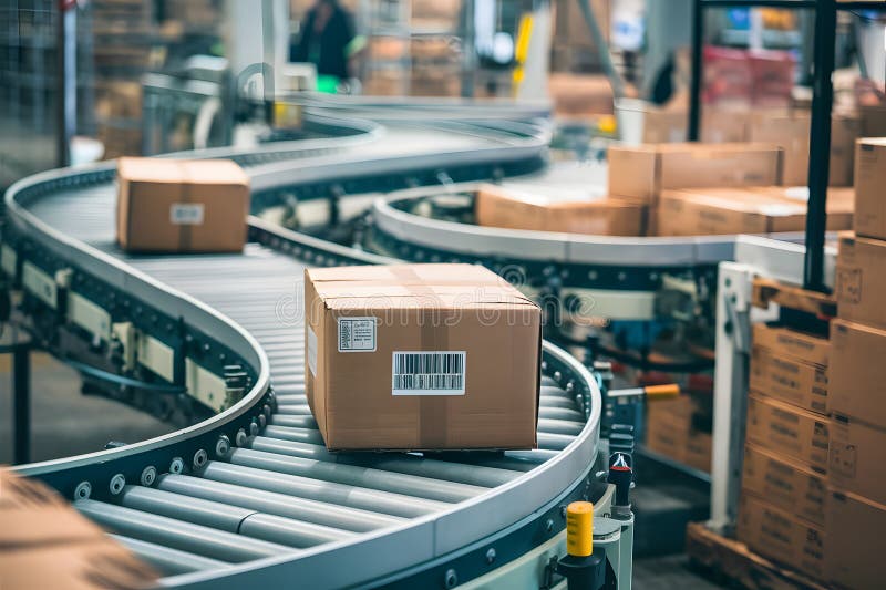 Efficient Warehouse Operation with Conveyor Belt System, Barcode ...