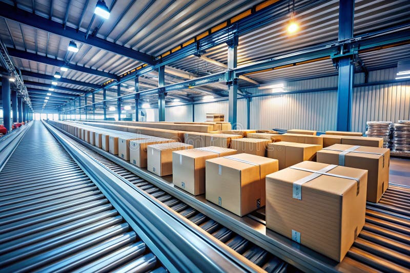 Material Handling and Palletizing Robot Stacking Boxes on Pallet in Warehouse Stock Illustration ...