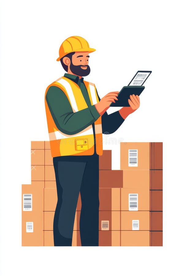 Efficient Warehouse Package Scanning Process Stock Illustration ...