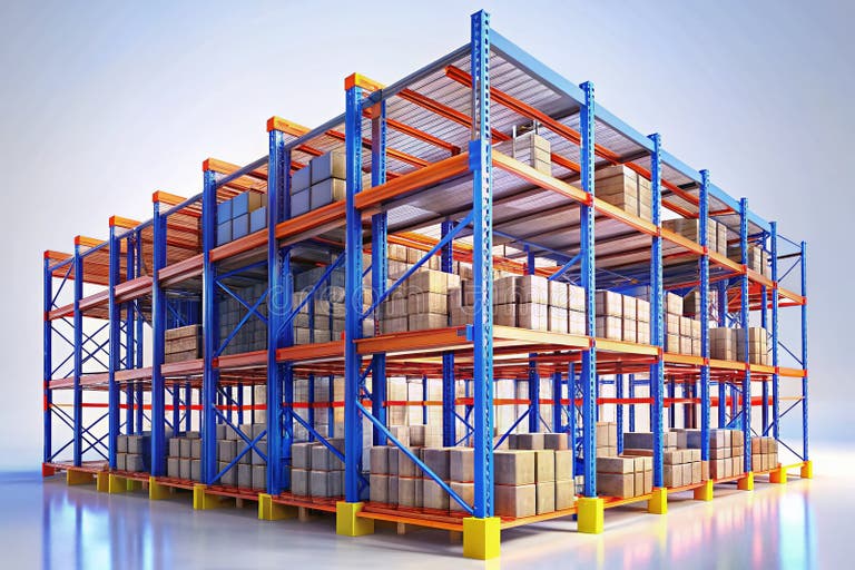 Efficient Warehouse Racking System 3D Isometric Illustration of Modern ...