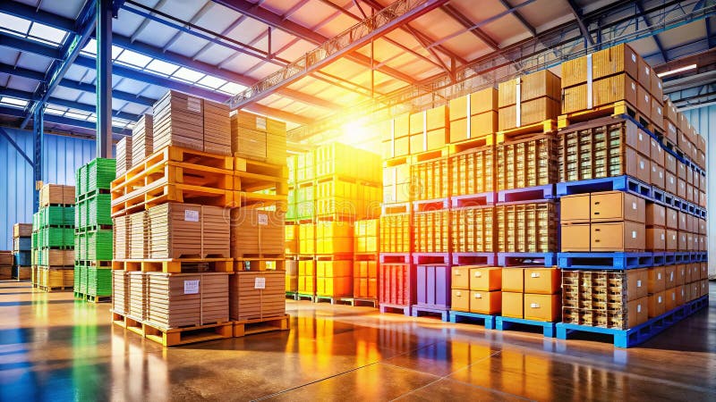 Efficient Warehouse Storage Perfectly Organized Crates and Boxes on ...