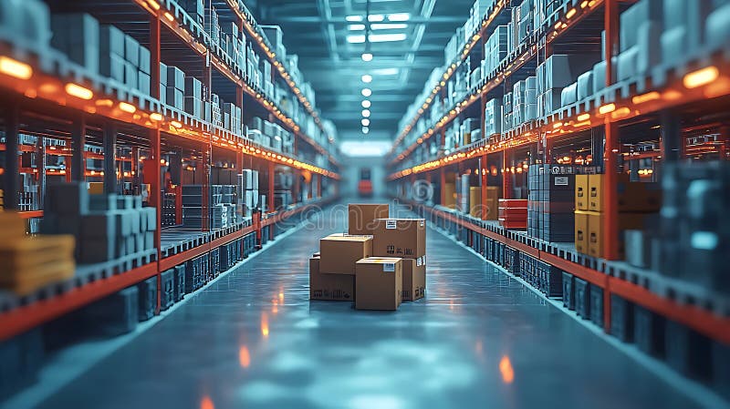 Efficient Warehouse Storage with Stacked Boxes and Organized Shelves ...