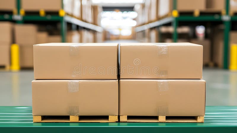 Efficient Warehouse Storage: Stacked Boxes Ready for Logistics ...