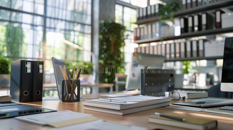 Efficient Workspace. Modern and Organized Office Stock Illustration ...