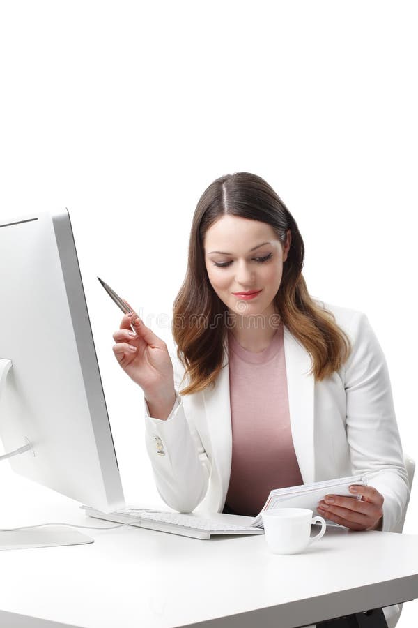 Efficient Young Businesswoman Stock Image - Image of indoor, agent ...