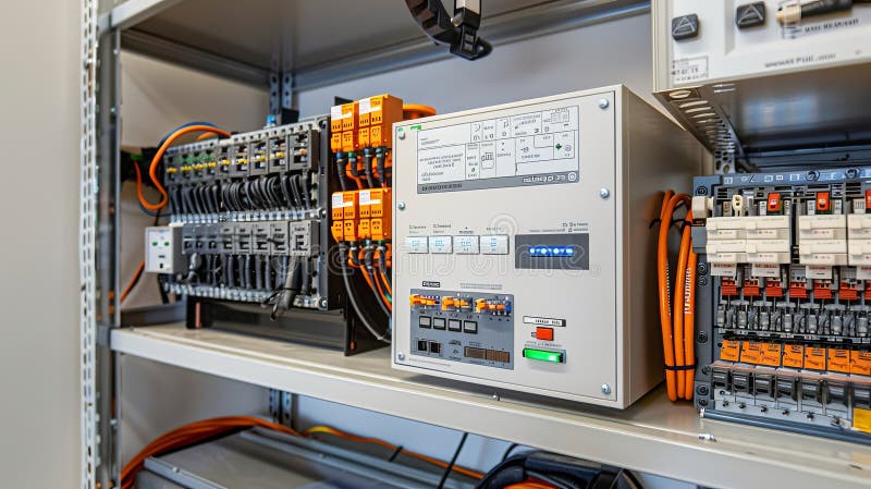 Efficiently Arranged Electric Control Box in a Home Setting. Stock ...