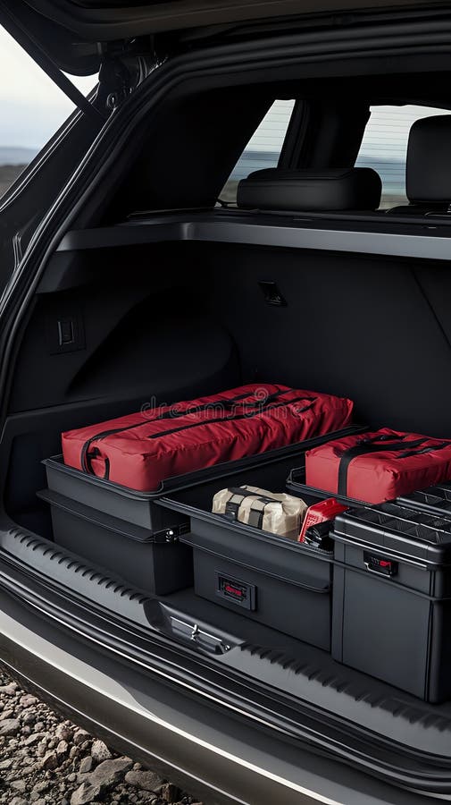 Efficiently Arranged Trunk with Essential Gear for Travel Readiness ...