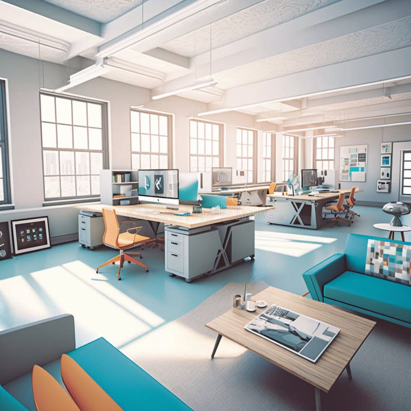 Efficiently Chic: a Modern Office Space for Maximum Productivity Stock ...